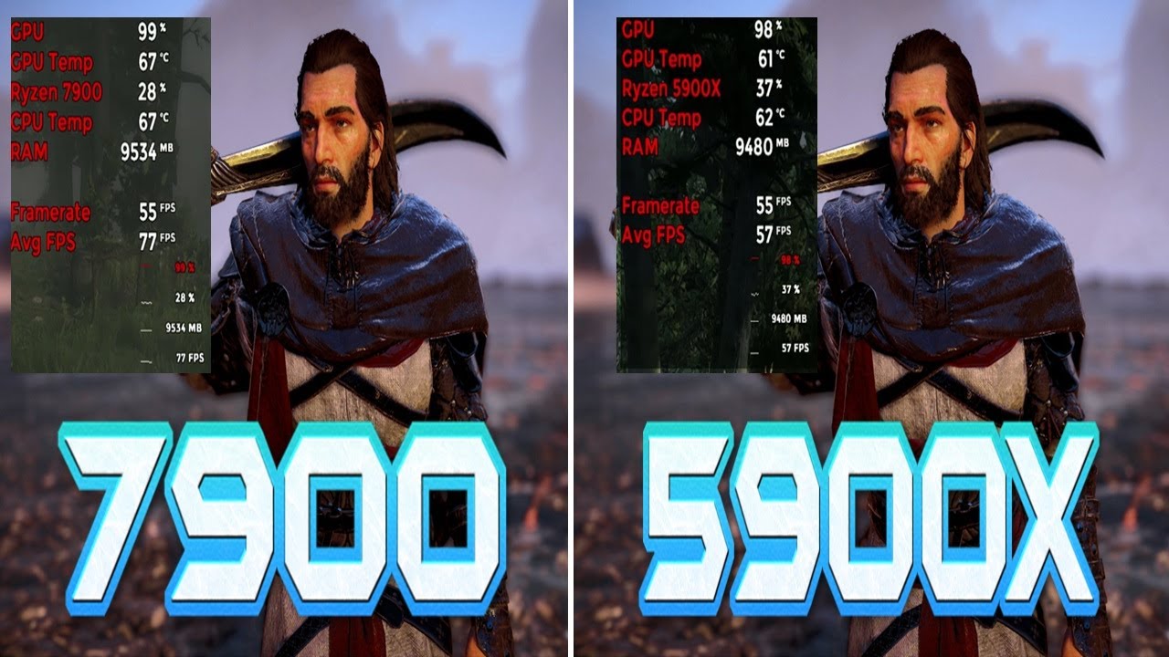 Ryzen 7900 vs 5900x Gaming Benchmark Test FPS comparison 1440p - YouTube