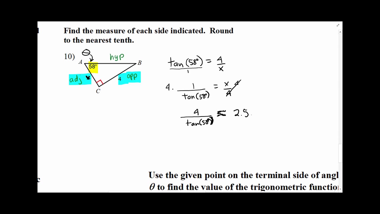 Trig Ratios-Find Missing Sides or Angles of Rt. Triangle Wk1 - YouTube