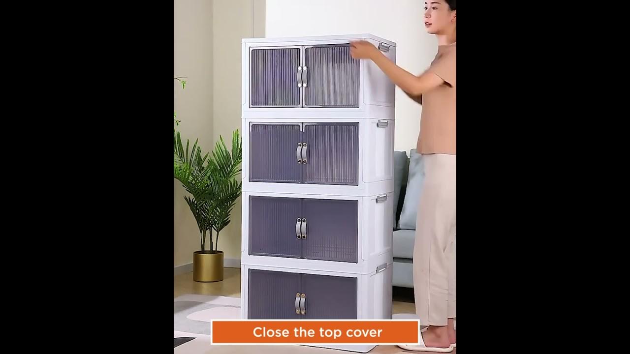 Joybos®Plastic Stackable Storage Bins with Lids and Doors - YouTube