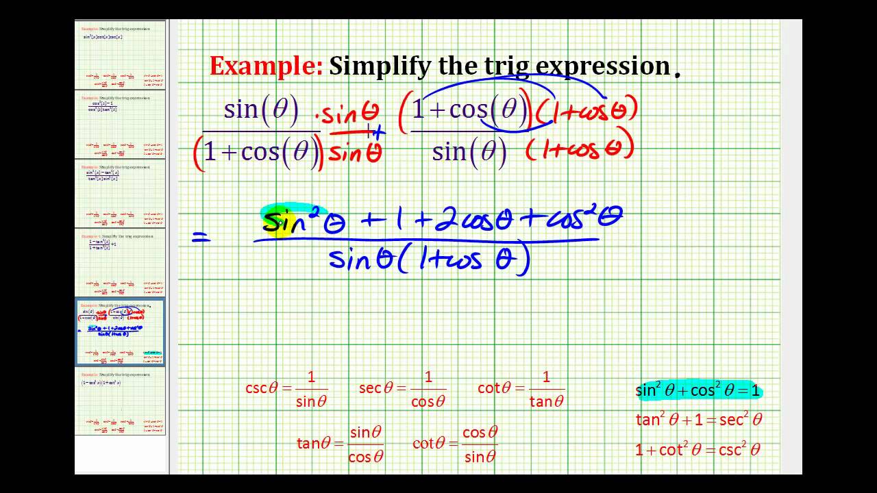 Example 5 Simplifying A Trigonometric Expression YouTube