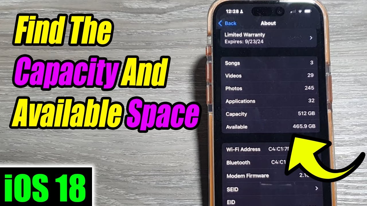 iPhone iOS 18: How to Find The Capacity And Available Space - YouTube