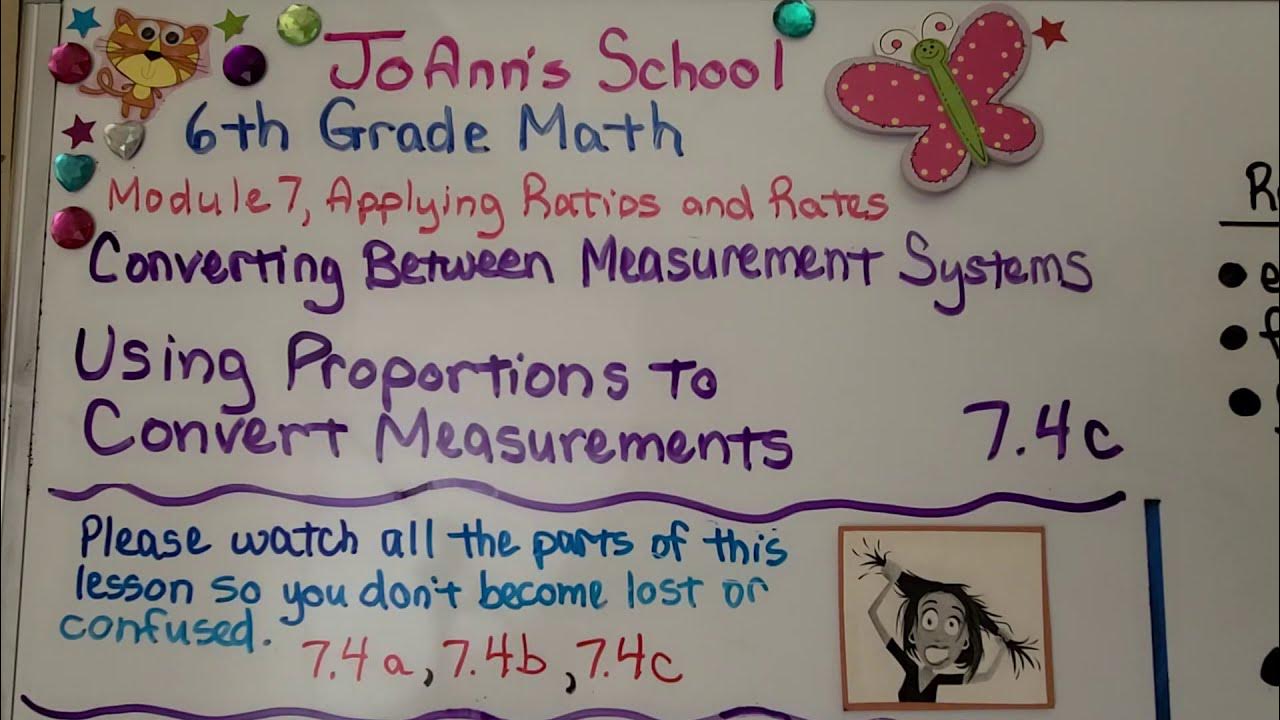 6th Grade Math 7.4c, Use Proportions to Convert Measurements - YouTube