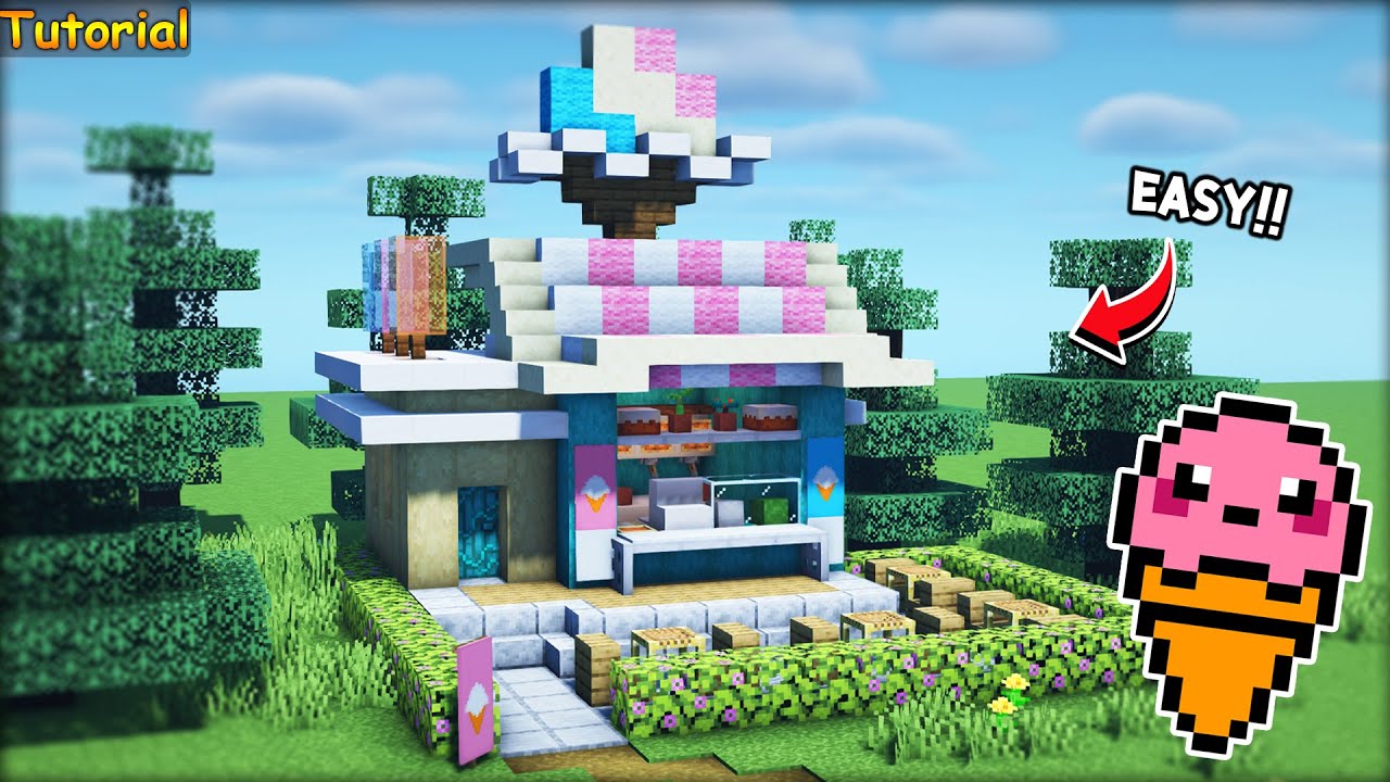 ⚡Minecraft:สอนสร้างร้านขายไอศครีม!!| Ice Cream Shop Tutorial⚡ - YouTube