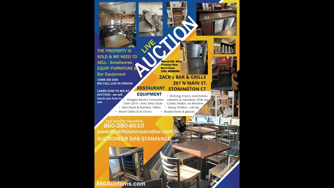 Zack's Bar & Grille - LIVE AUCTION MARCH 5, 2025 STONINGTON CT - YouTube