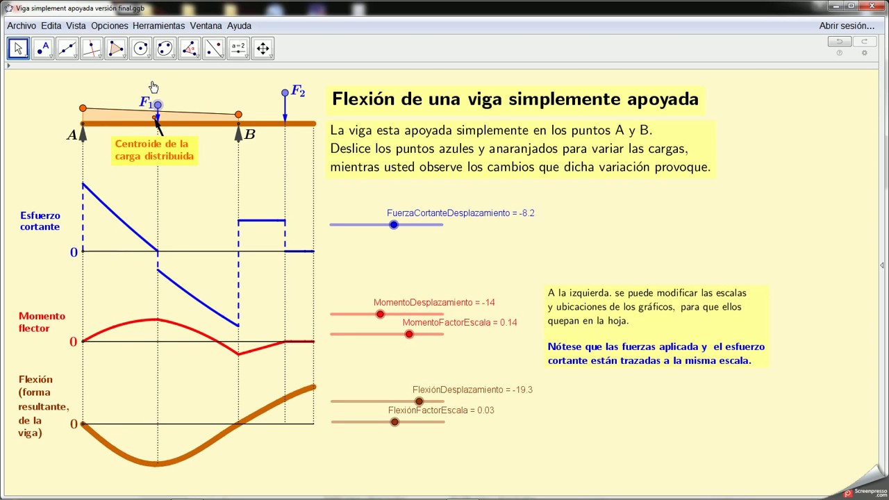 Simulación de una viga simplemente apoyada (Simulation of a simply ...