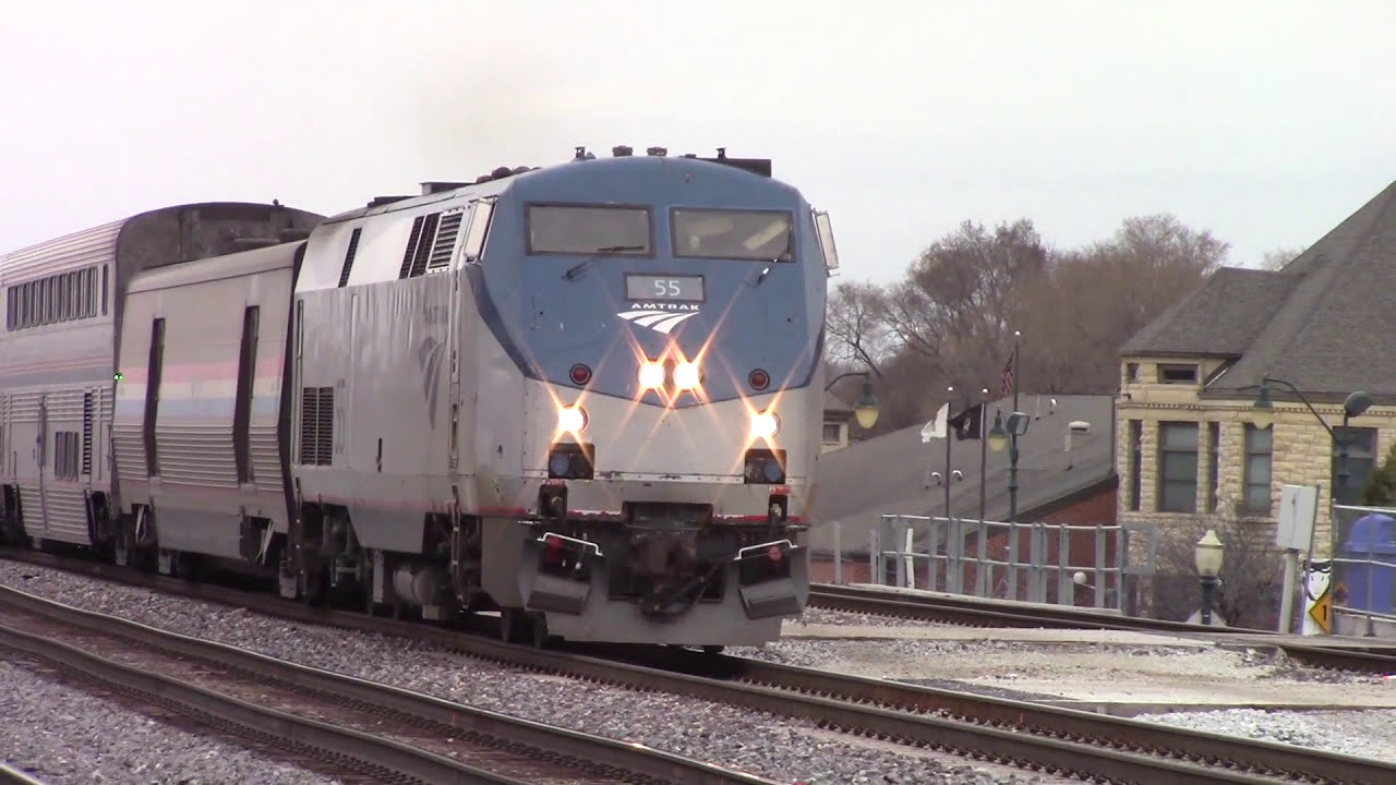 Amtrak 55 South Joliet, IL 3/5/17 - YouTube