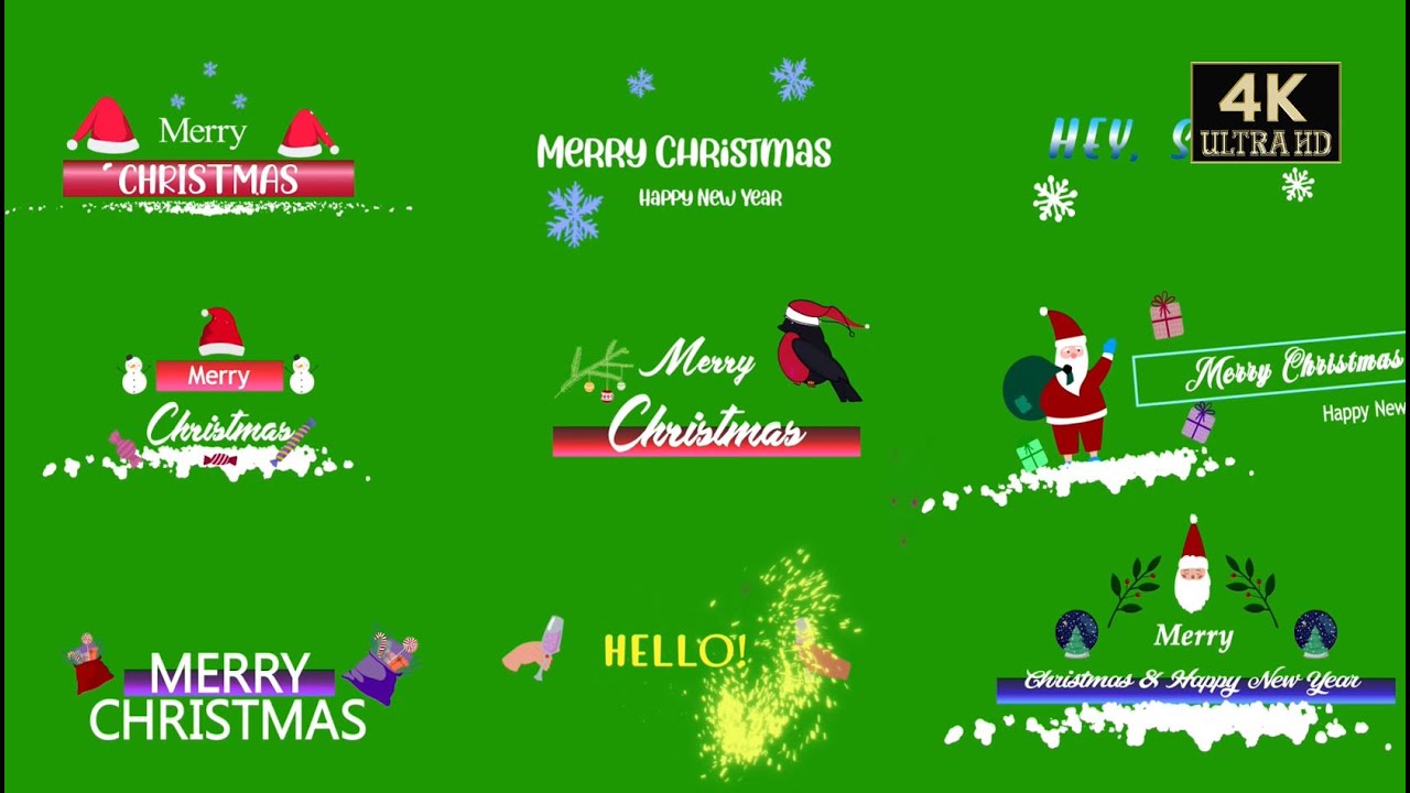 Merry christmas title green screen 4k video pack free - YouTube