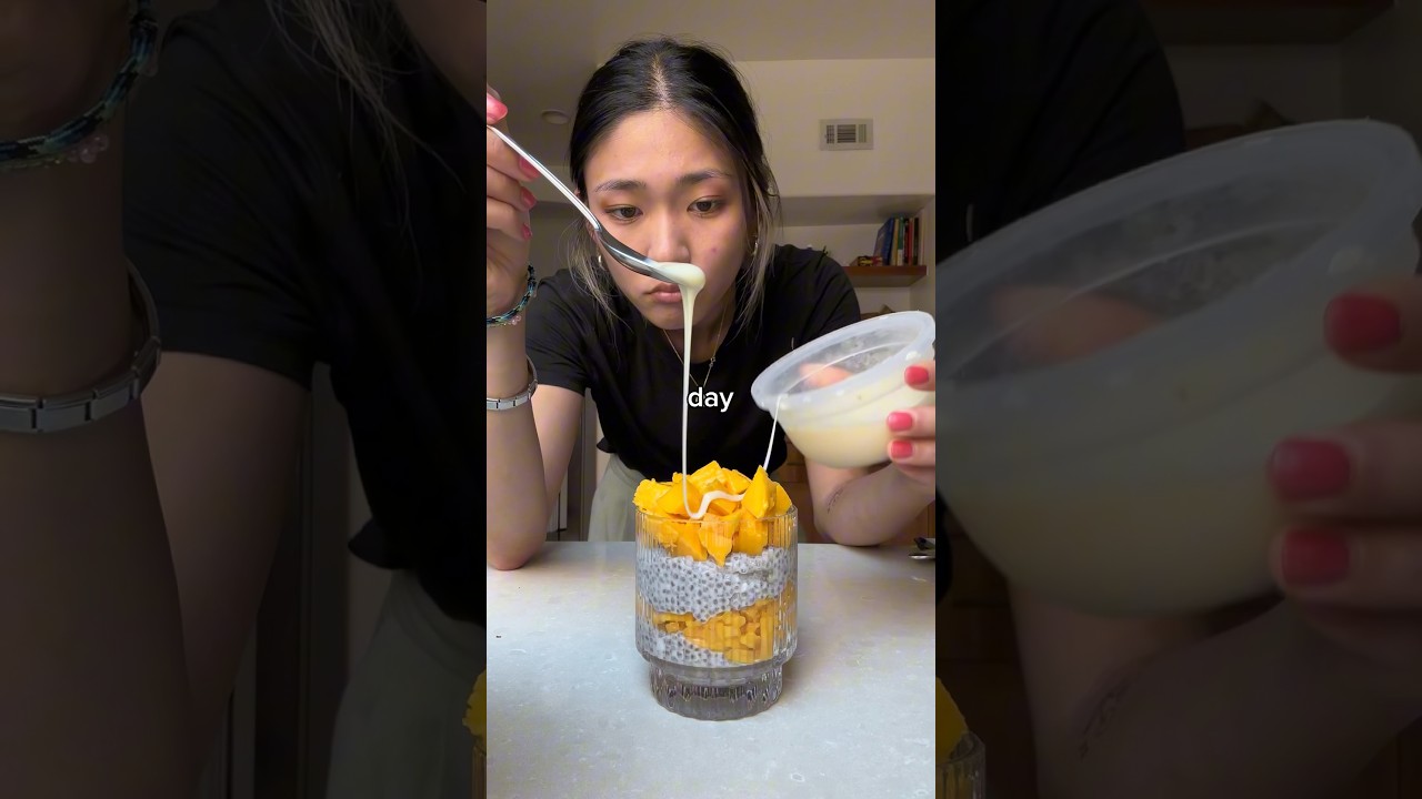 mango sticky rice chia seed pudding 🥭 #shorts - YouTube
