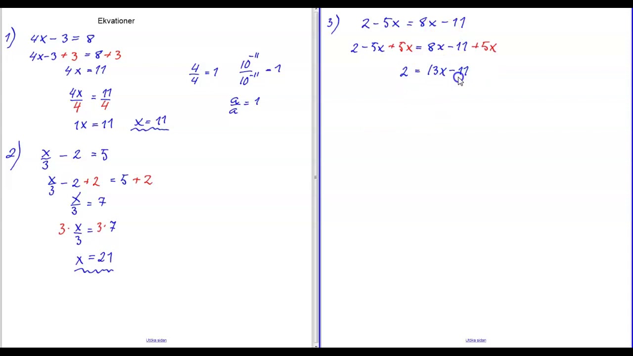 Ekvationer 1 - YouTube