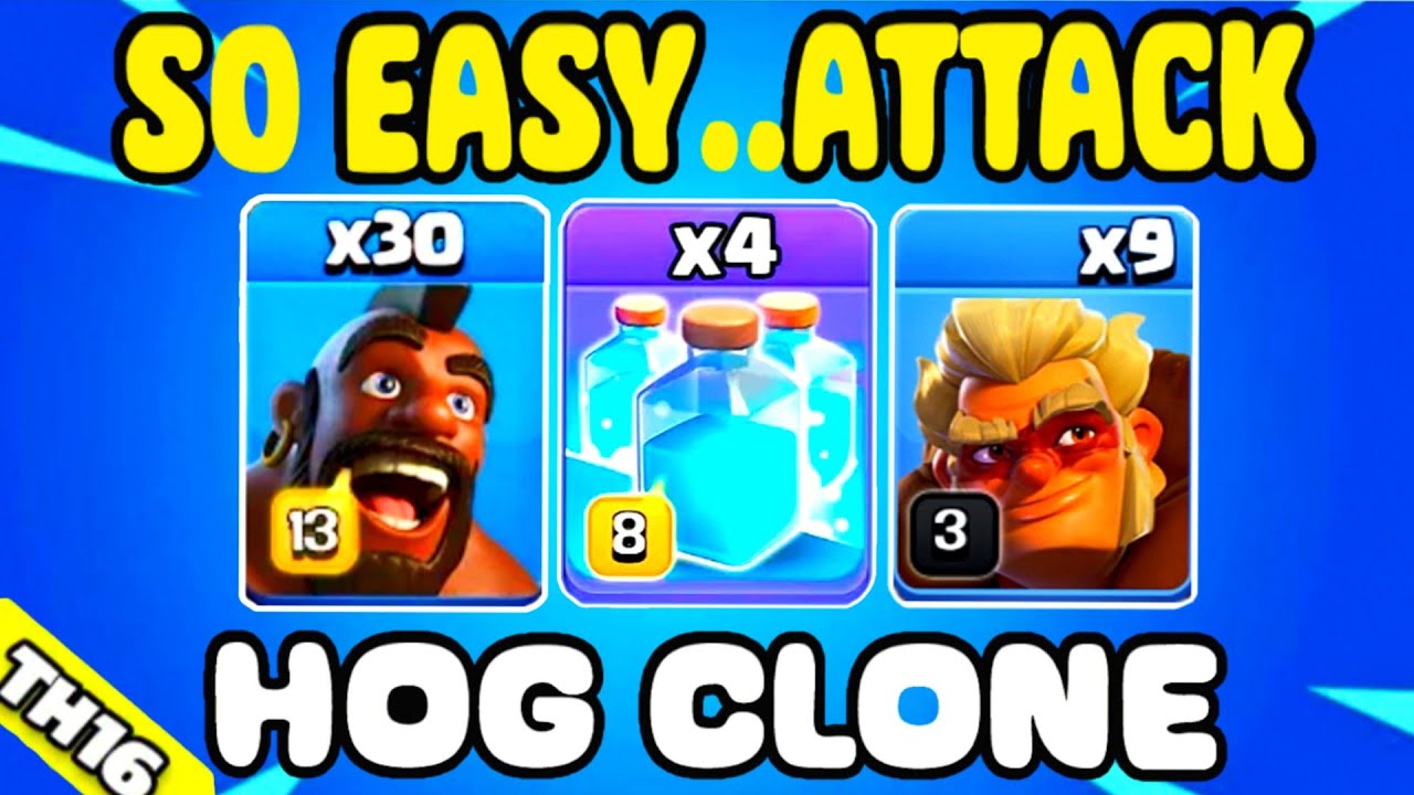 Mass Hog Rider-Clone + Druid = WOW!!! Th16 Attack Strategy (Clash of ...