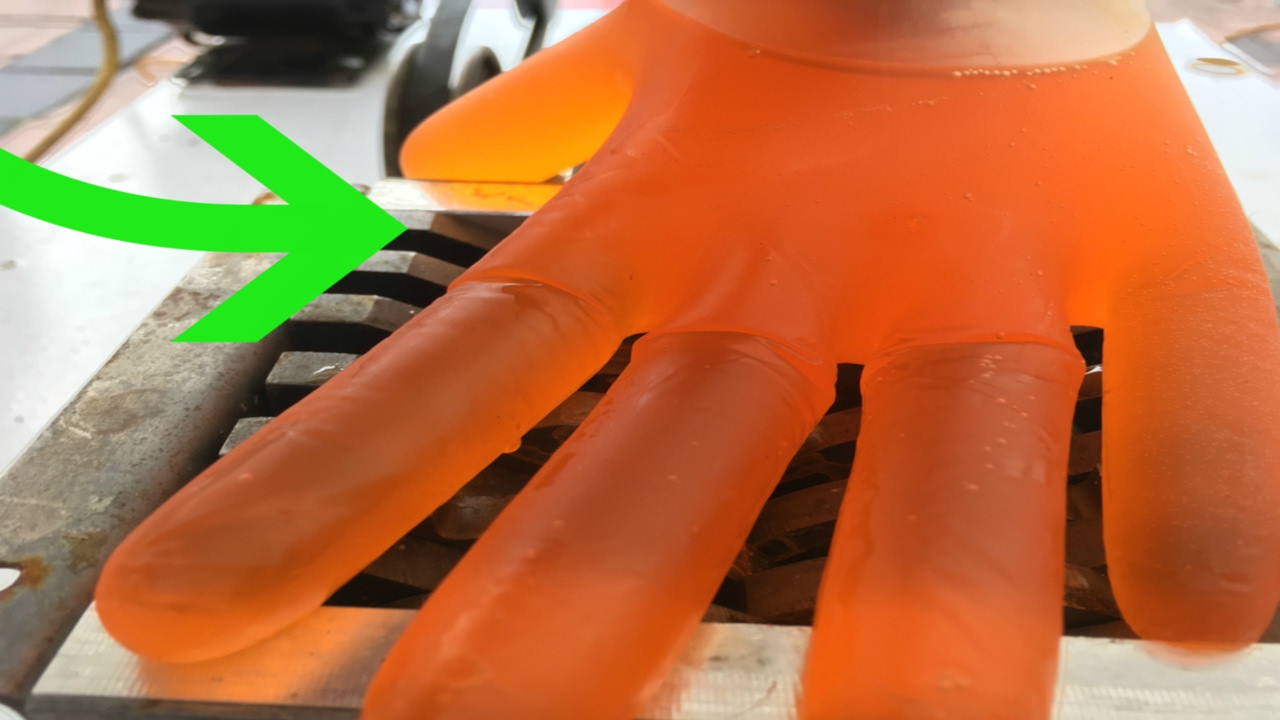 SHREDDING ORANGE FANTA FILLED GLOVES (EXPLODES) | oddly satisfying ...