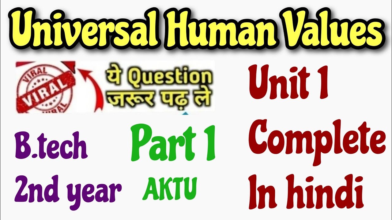 2. Universal Human Value Unit 1| UHV unit 1 in hindi | Human values ...