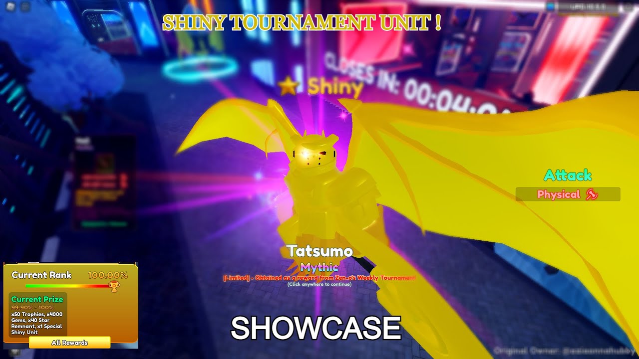 SHINY TATSUMI/TATSUMO SHOWCASE | TOURNAMENT LB UNIT REWARD! ANIME ...