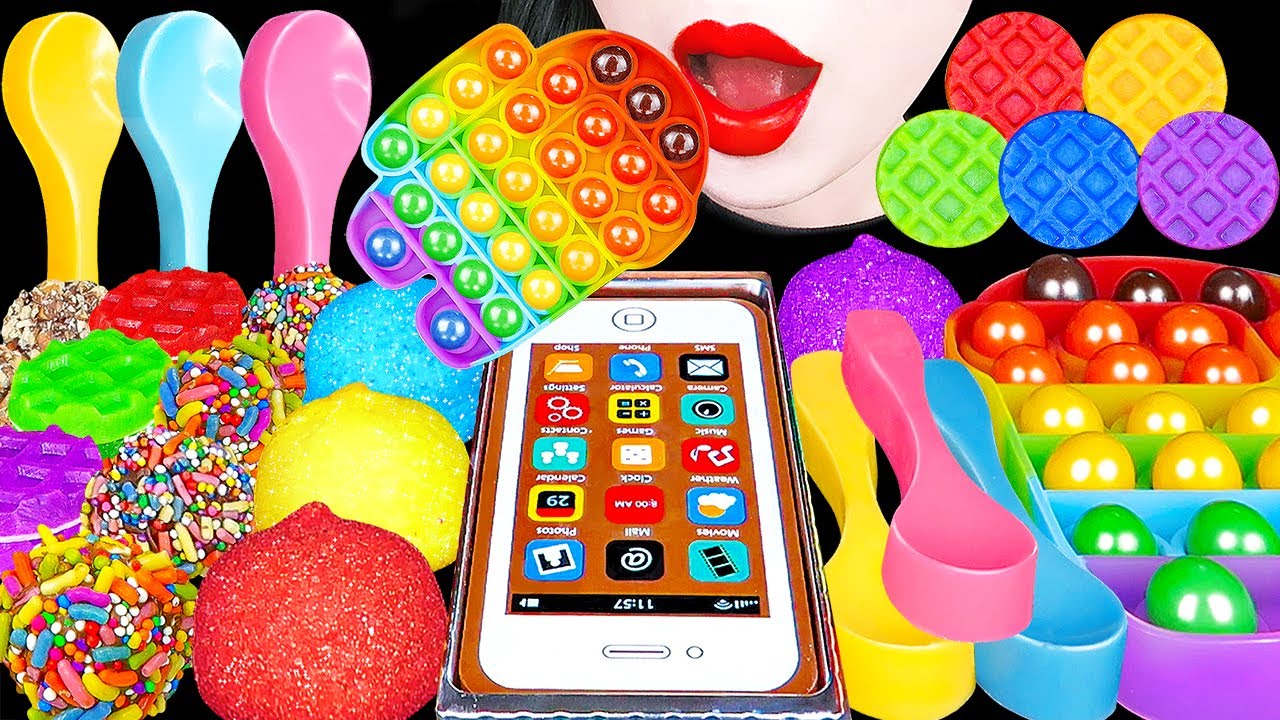ASMR RAINBOW CHOCOLATE BALLS , POP IT PUSH POP, SPOON KOHAKUTO 직접 만든 ...