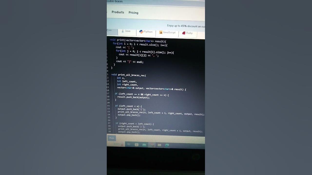 All Possible Braces Coding Hackerrank Developer Cprogramming Python Python3 Youtube