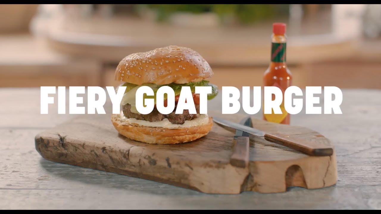 Fiery Goat Burger with TABASCO® Sauce and Feta Spread - YouTube