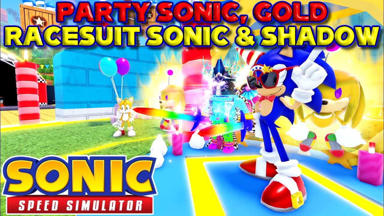 Roblox | Sonic Speed Simulator REBORN | PARTY SONIC, GOLD RACESUIT ...