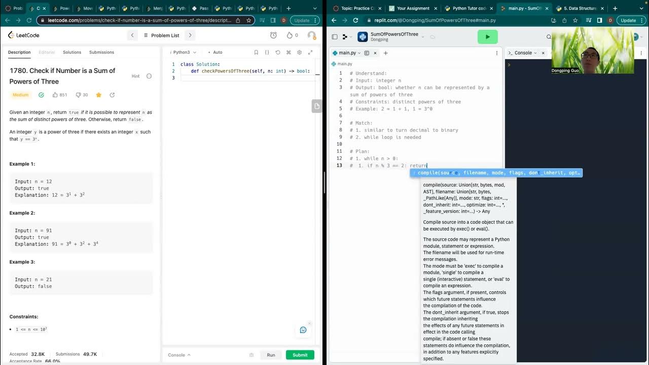 Leetcode: Check if Number is a Sum of Powers of Three - YouTube