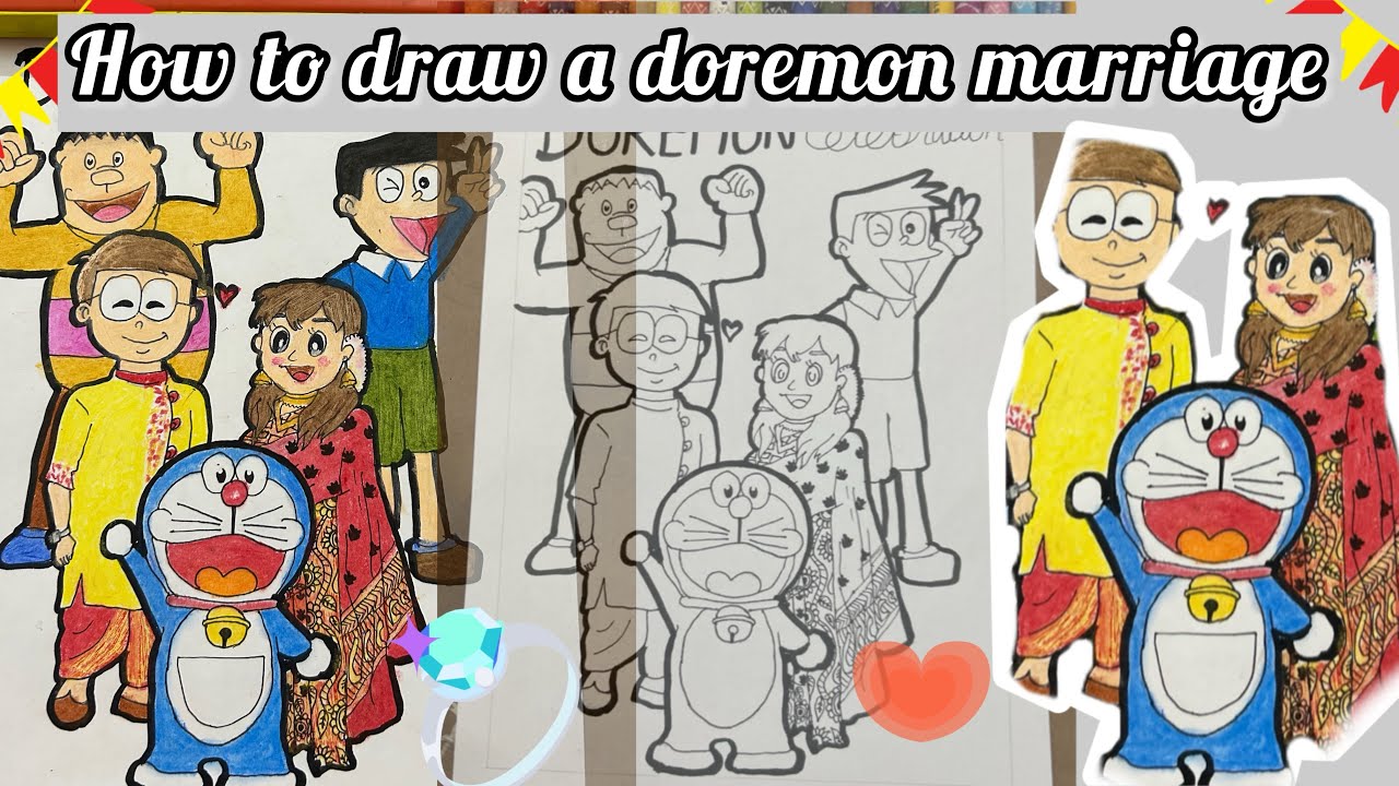 Doremon marriage doodle #doremondoodle #doremondrawing #easydoodle # ...