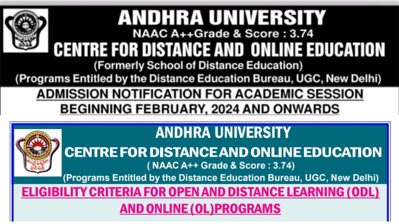 Andhra University degree distance education Degree,pg Admission ...