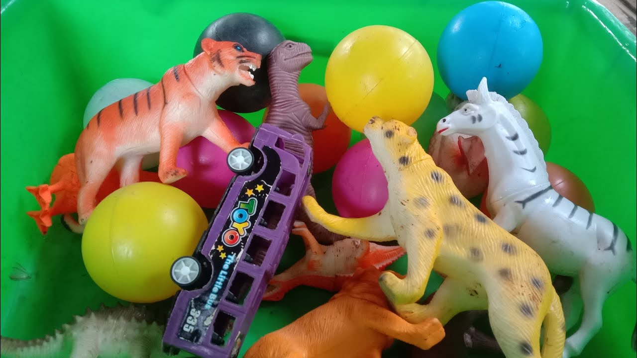 BOLA MAINAN WARNA, ANIMALS WILD, TAYO AND FRIENDS, BULDOZER - YouTube