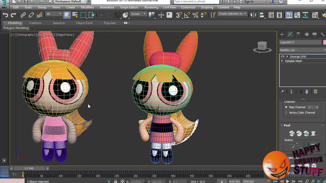 Powerpuff girls 3D step 12 - Mapping, textures and UVW maps - 3DS Max ...