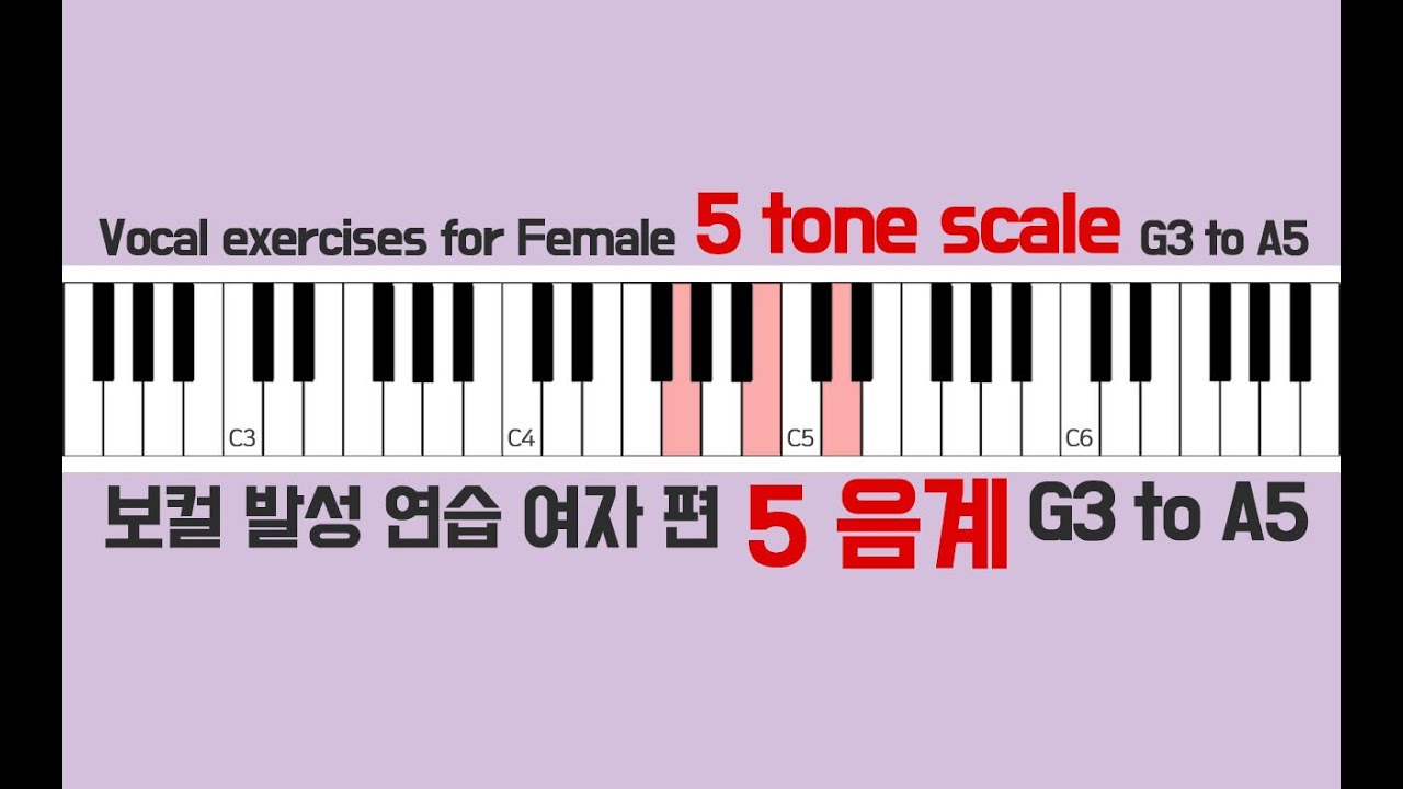 vocal warm up exercises female piano scale 5tone / 보컬 발성연습 피아노 스케일 5음계 ...