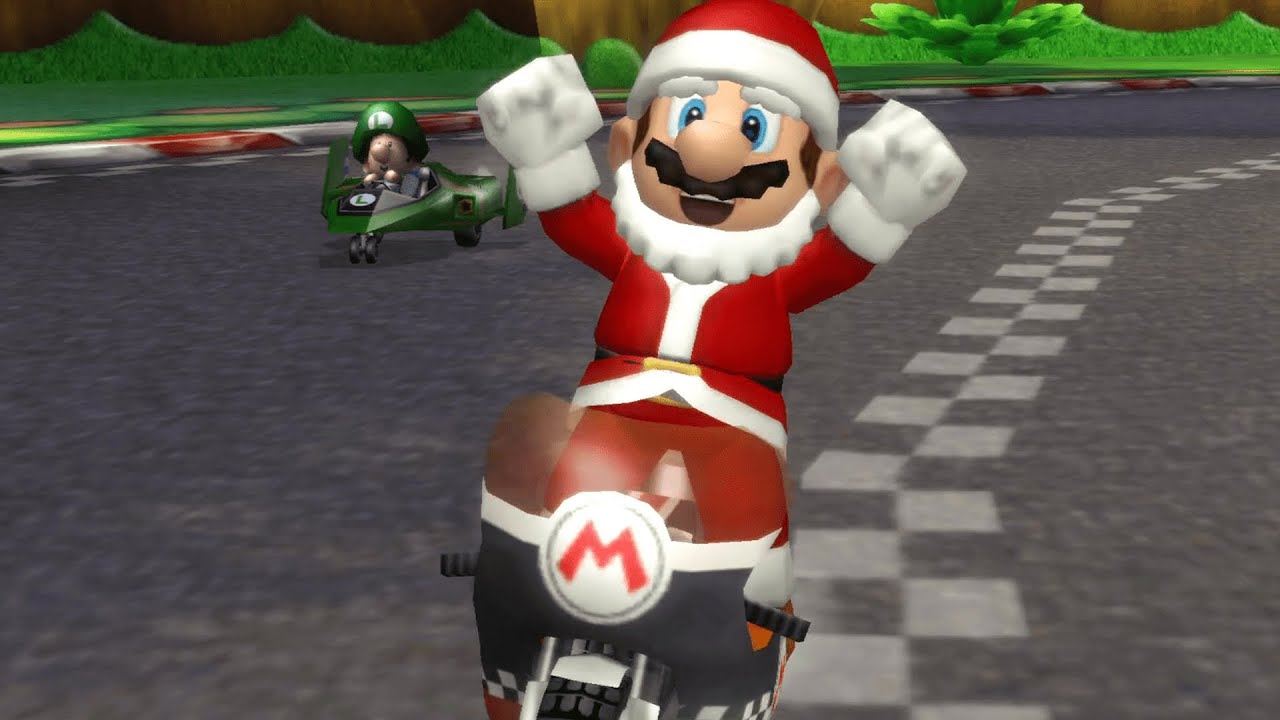 Santa Mario in Mario Kart Wii - YouTube