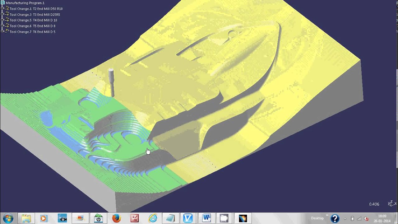 CATIA V5,ICAM,IMS POST , VERICUT 7.2 ,CATIA V5 Mould Machining - YouTube