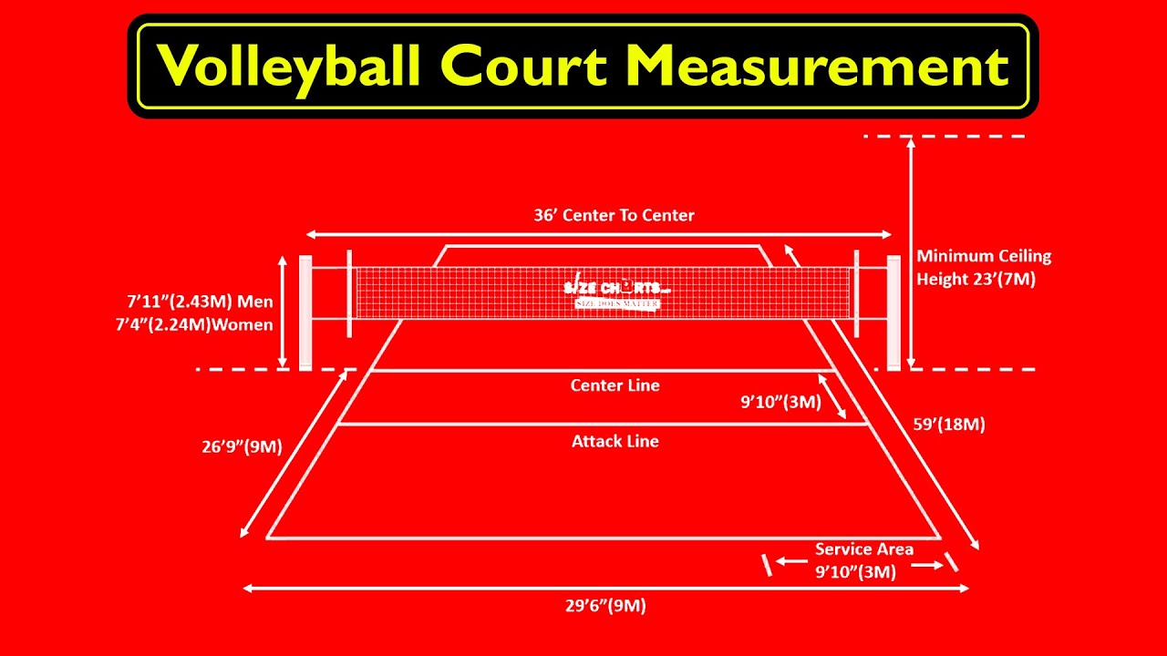 Volleyball Court Measurement Dimensions Guide With Net Height YouTube