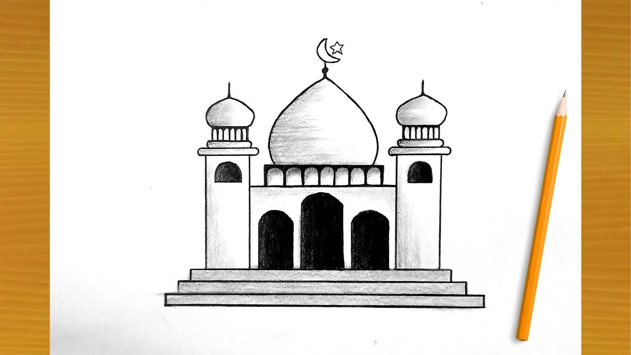How To Draw Mosque Step By Step || Ramadan Drawing || Mosque Drawing ...