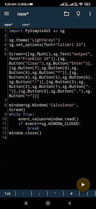 Calculator Interface Window Using PySimpleGUI Using Python 3 for Android. - YouTube
