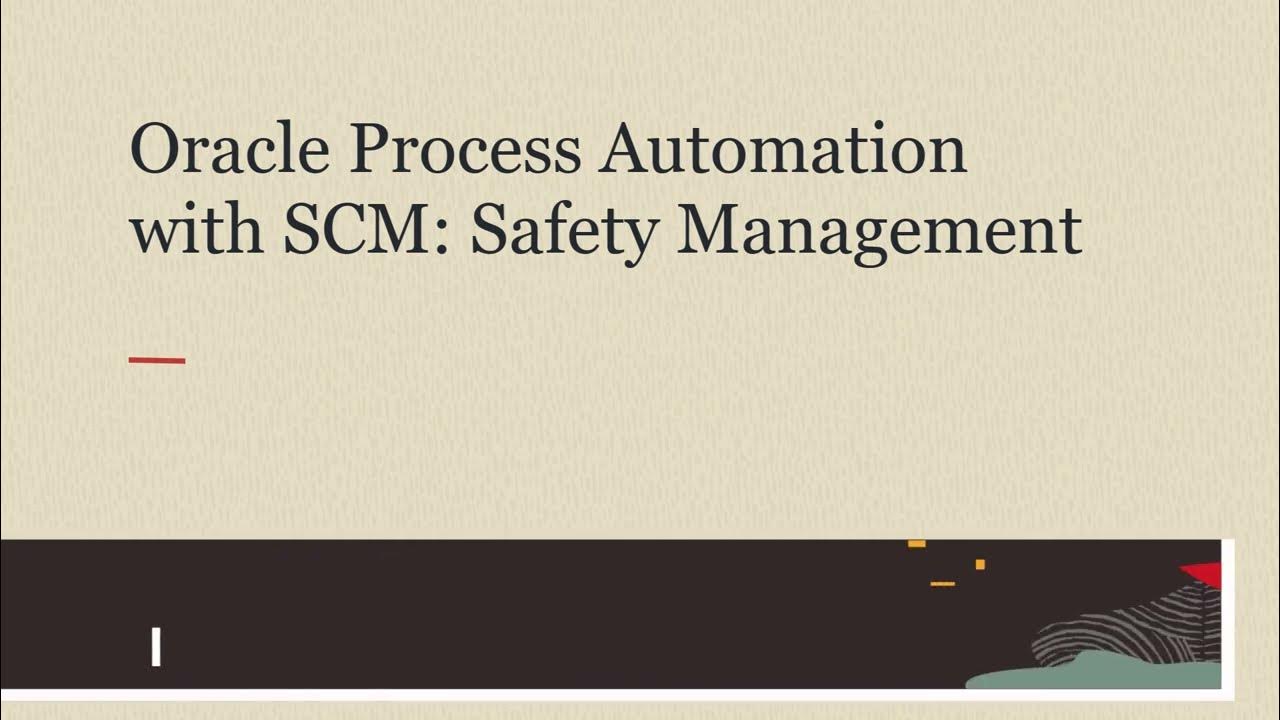 Oracle Process Automation with SCM - Safety Management - YouTube