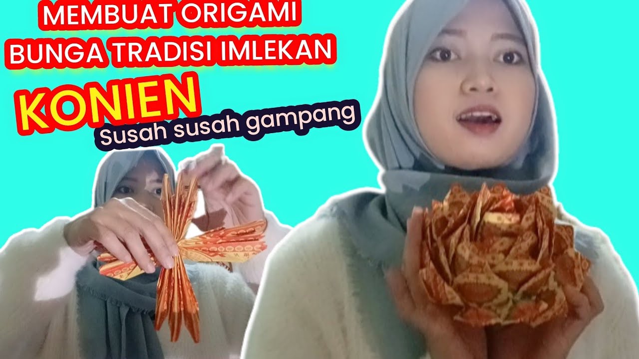 MEMBUAT ORIGAMI BUNGA UNTUK SEMBAHYANGAN DI HARI IMLEK - YouTube
