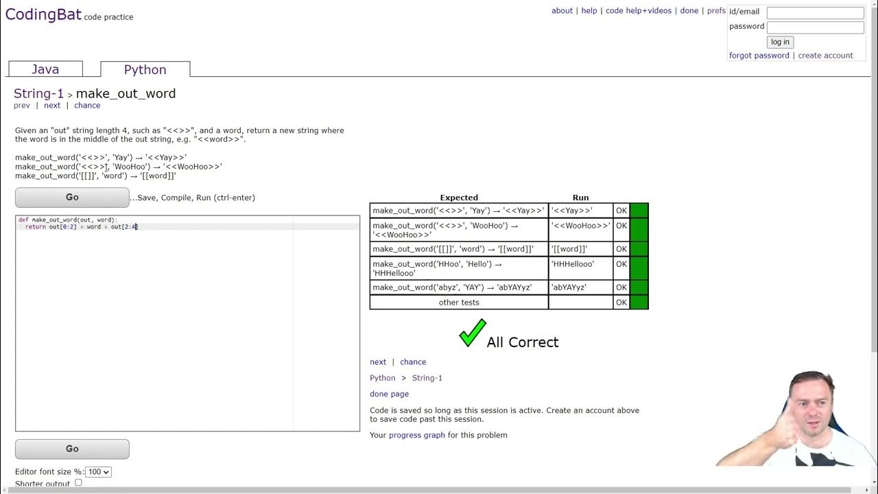 Coding bat Python - String 1 - YouTube