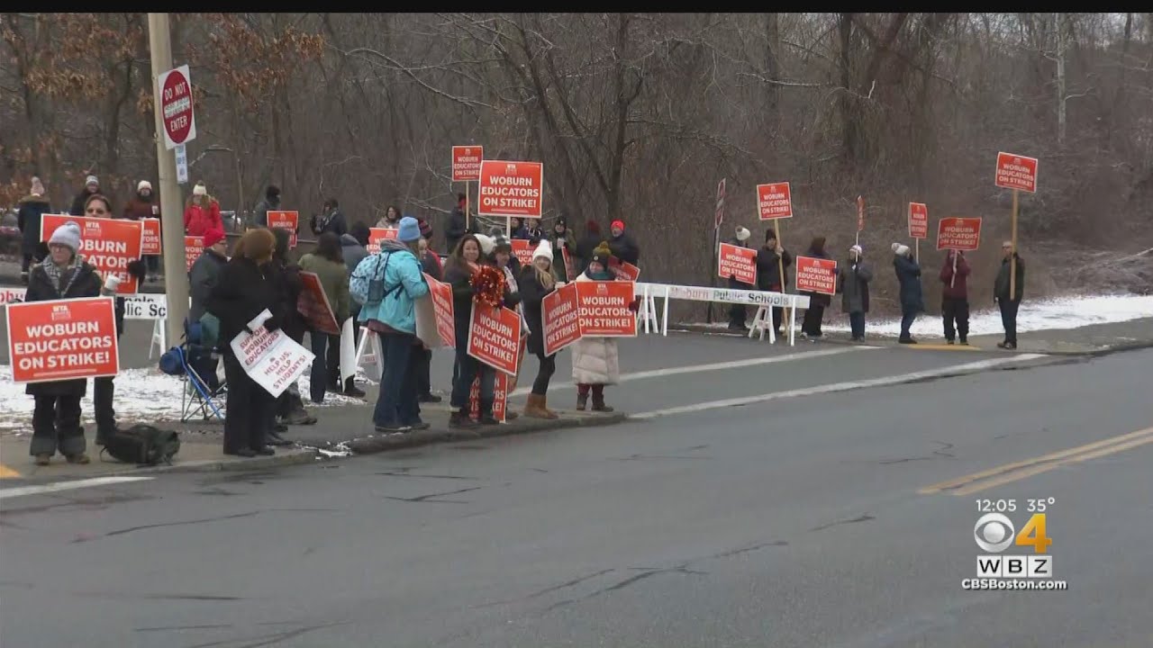 Woburn teachers strike closes schools for second day - YouTube
