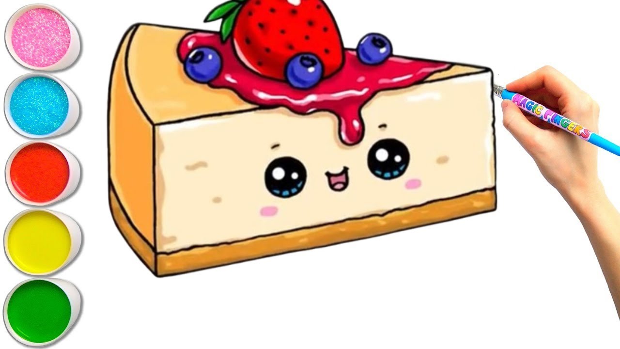 "How to Draw a Cute Cheesecake | Easy Step-by-Step Food Art for Kids ...