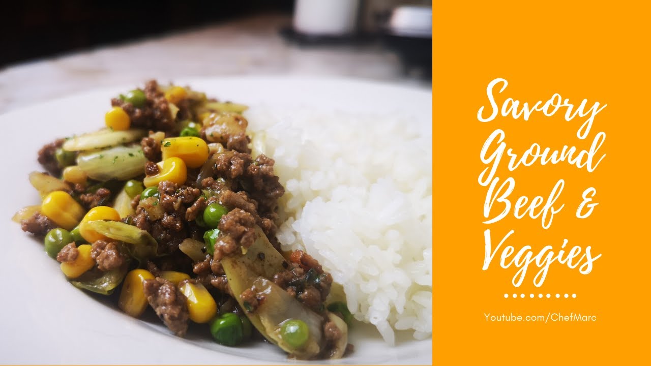 Savory Ground Beef and Veggies over Rice - YouTube