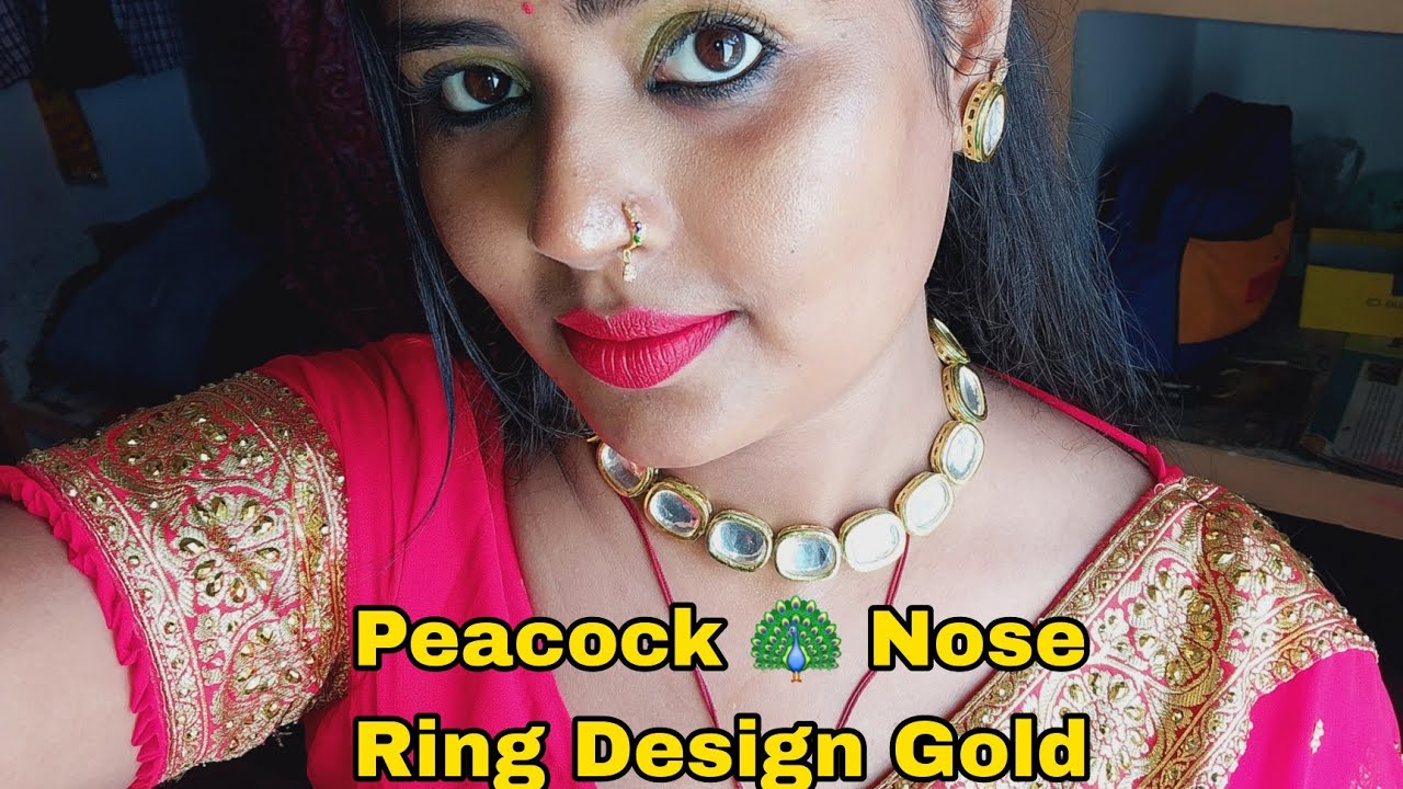 Gold Peacock 🦚 Nose Ring design - YouTube