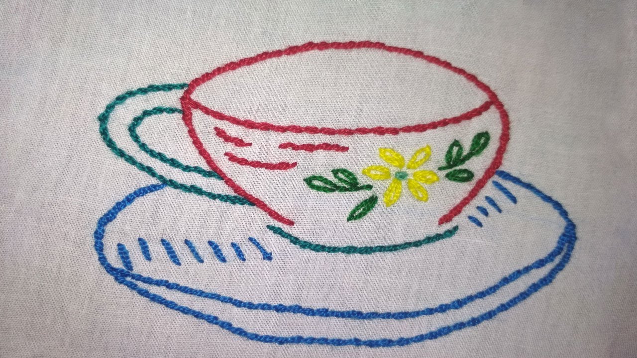 Hand embroidery Tea Cup 2020 | Tea Cup Embroidery tutorial by Suma ...