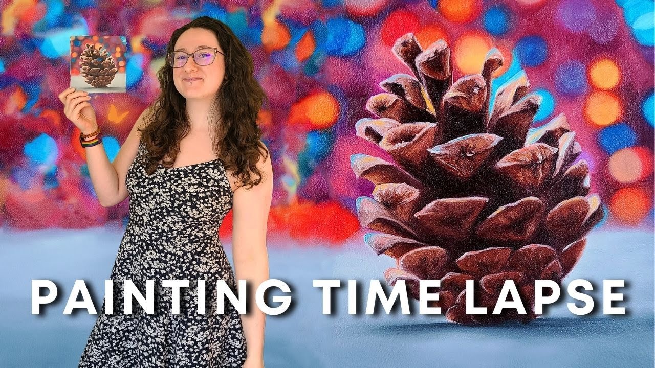 Pinecone Oil Painting Time Lapse | Holiday Art - YouTube