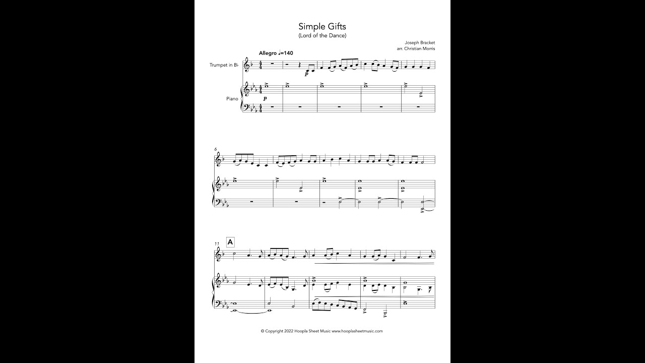Simple Gifts (Trumpet and Piano) - YouTube