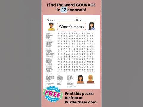 Women's History Word Search-Find COURAGE #wordsearch #wordgames # ...