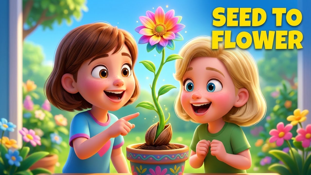 Plant Life Cycle Song for Kids 🌱 | From Seed to Flower | Brian ...