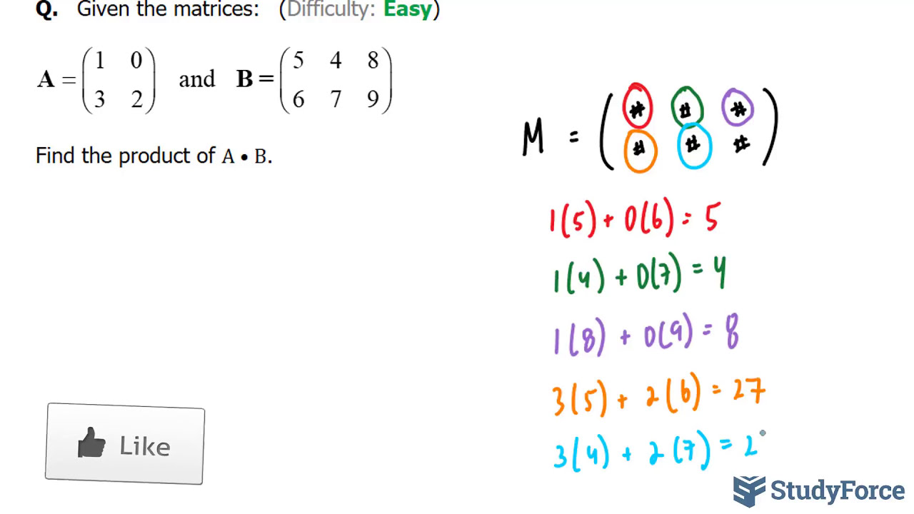 Multiply two matrices together (Question 1) - YouTube