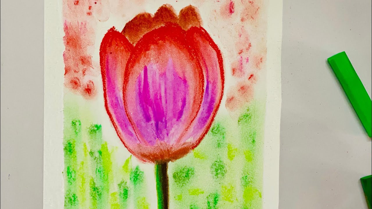 How to draw Tulip flower with Soft Pastels || Flower Soft Pastel ...