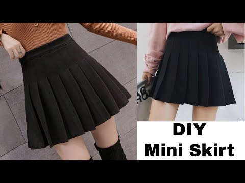 DIY- Pleated Skirt || Mini Skirt || High Waist Pleated Skirt || Mini Skirt Cutting and Stitching ||