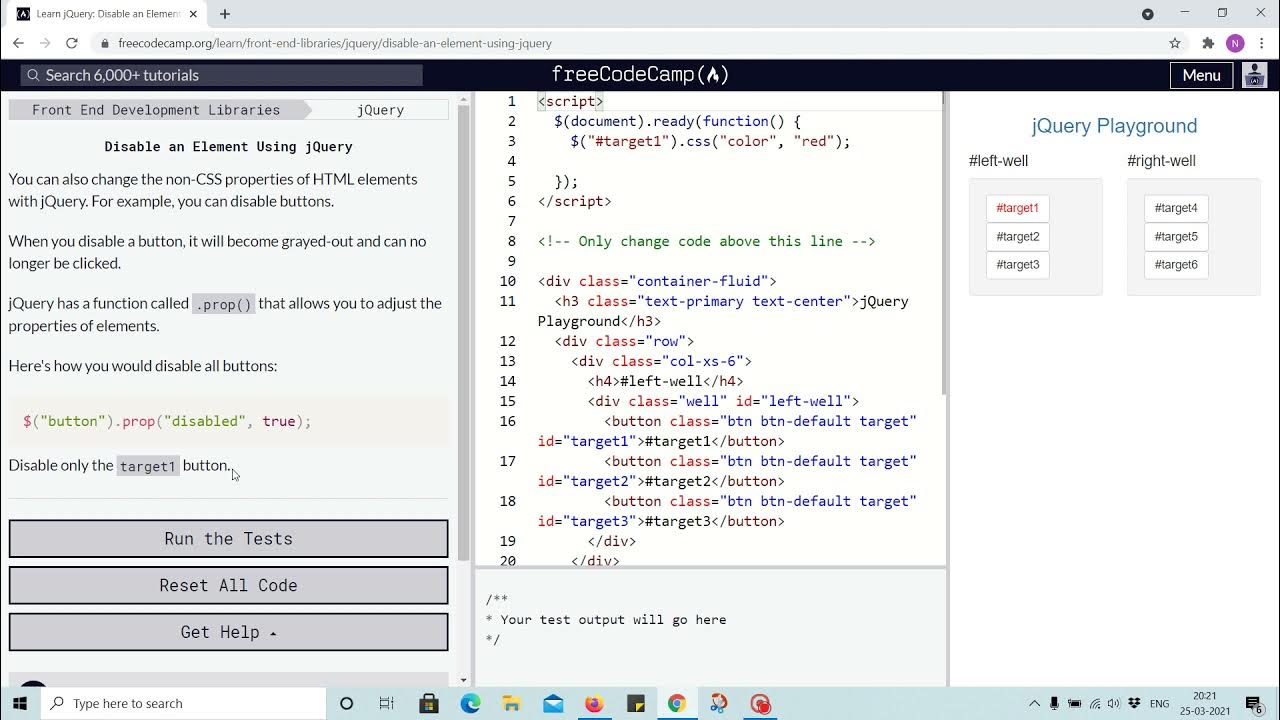Exercise 9 - disable an element using jquery - freecodecamp - YouTube