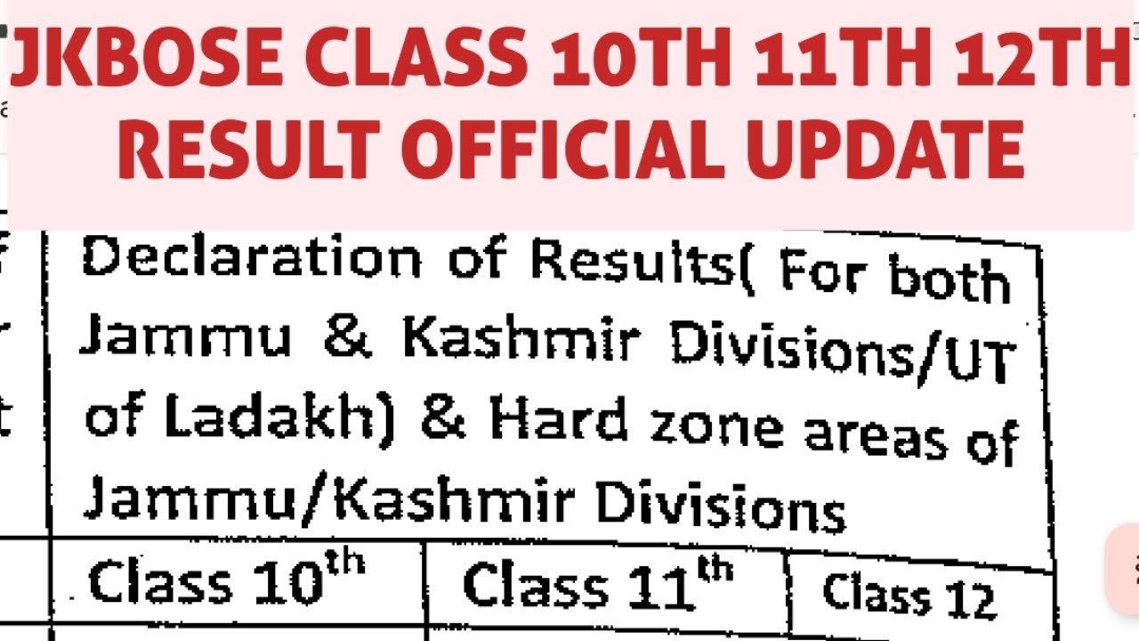 JKBOSE CLASS 10TH 11TH 12TH RESULT OFFICIAL UPDATE - YouTube