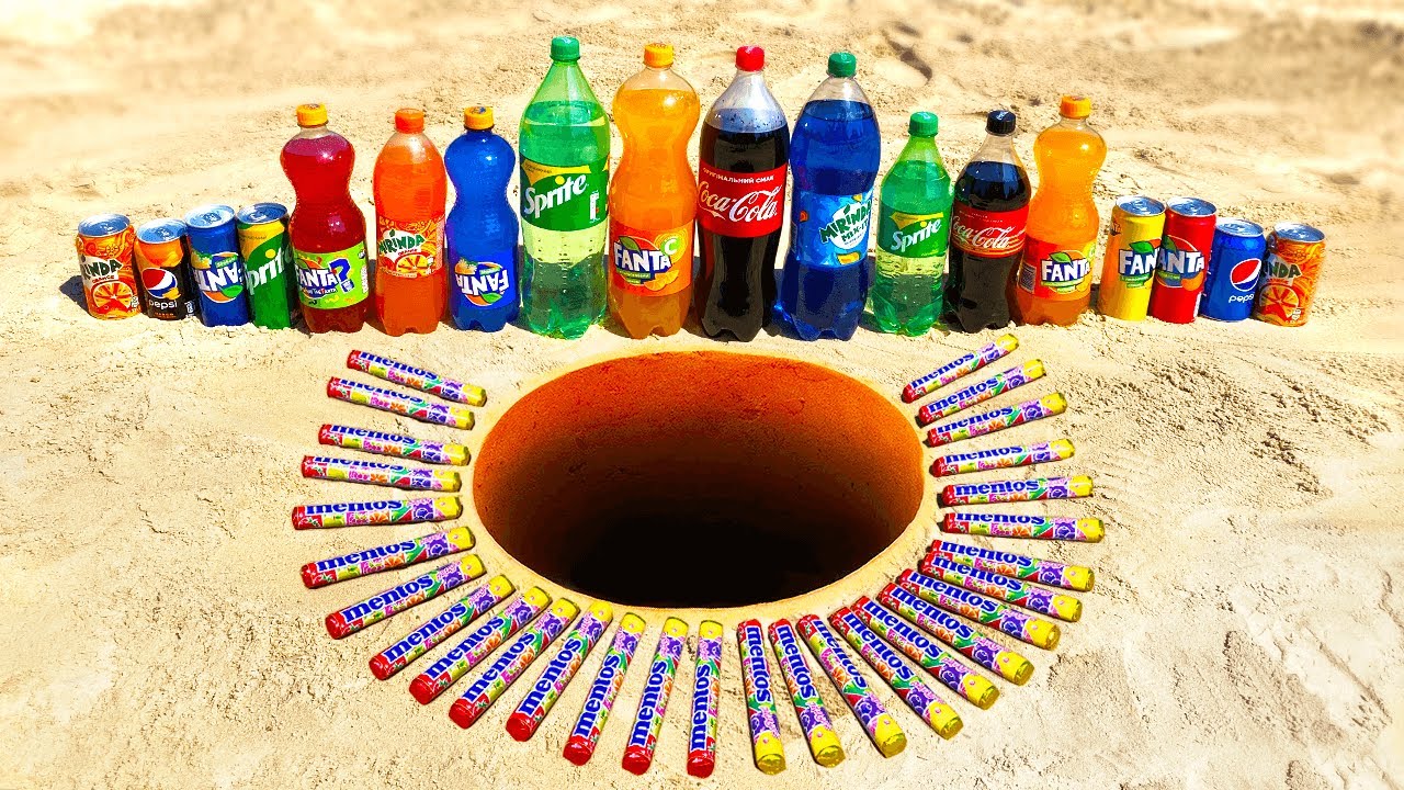 EXPERIMENT: Huge Yellow Foam Slowmo Eruption From Mentos and Coca Cola ...